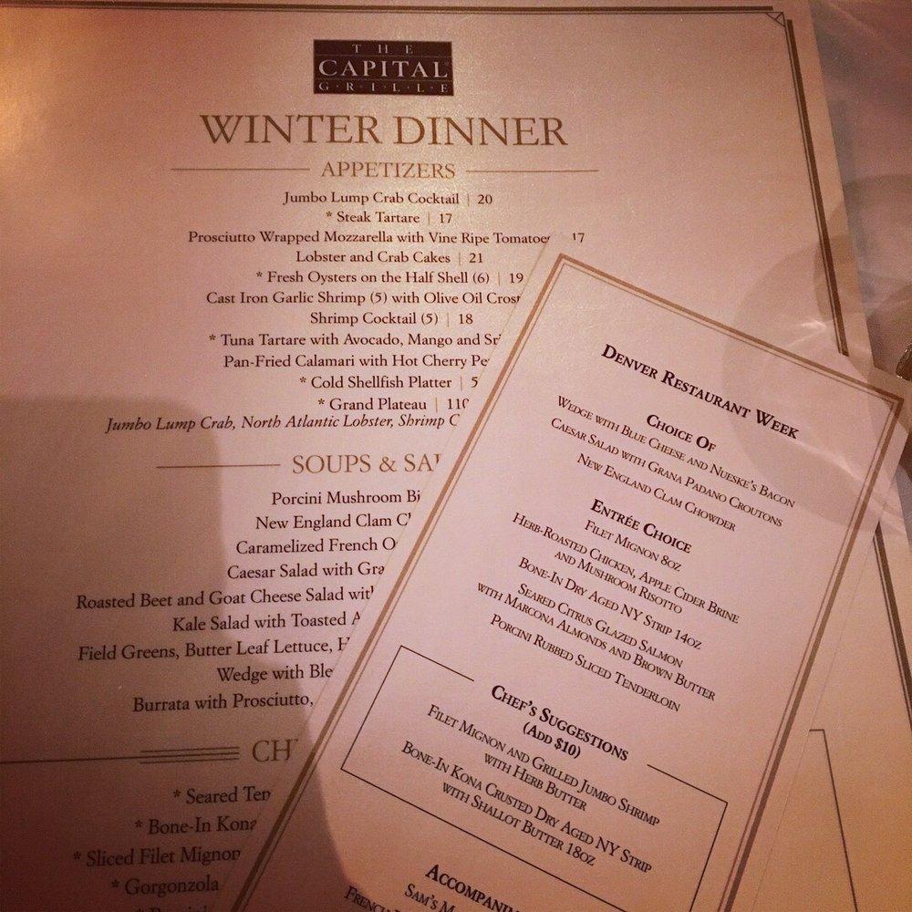 Menu at The Capital Grille pub & bar, Denver