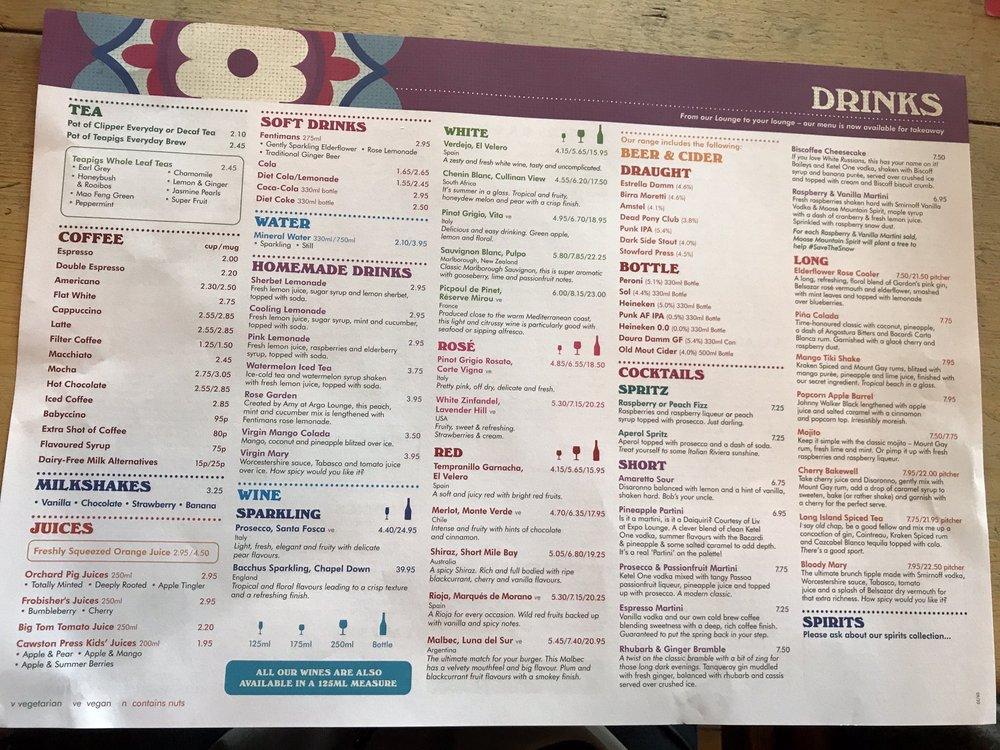 Menu at Unico Lounge pub & bar, Wilmslow