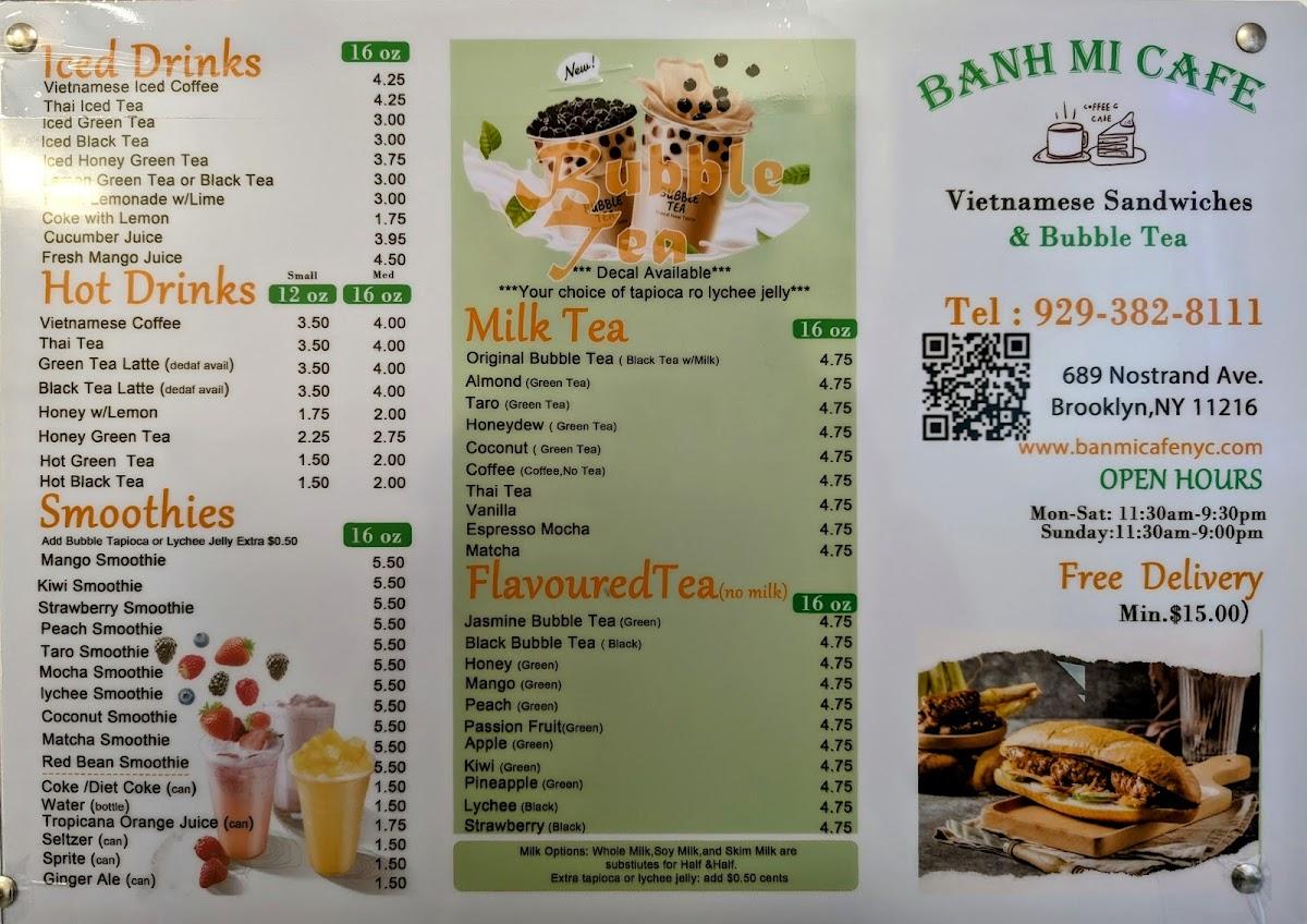 Menu at Banh Mi Cafe, New York City