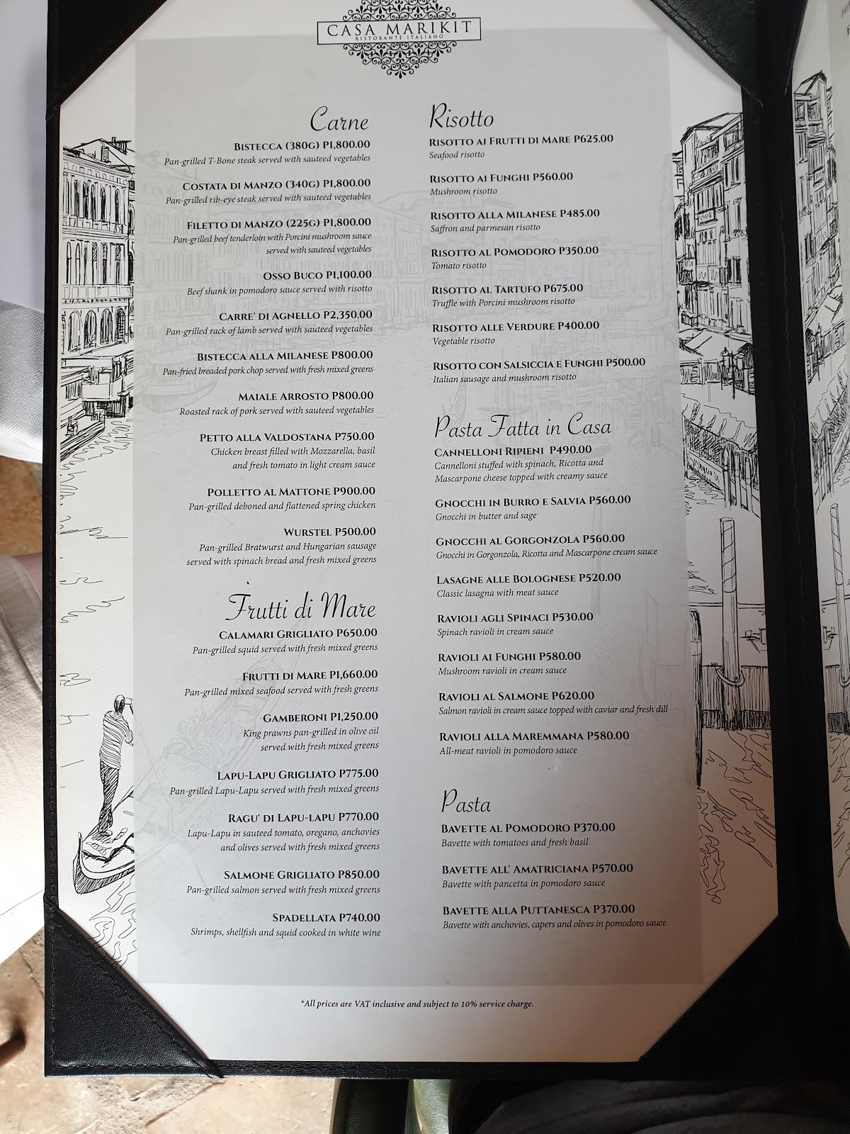 Menu at Casa Marikit restaurant, Lipa, W4VC+89X