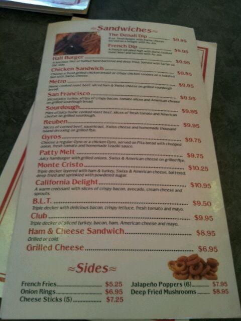 Menu at Denali Family Restaurant, Wasilla, 121 S Lamont Cir