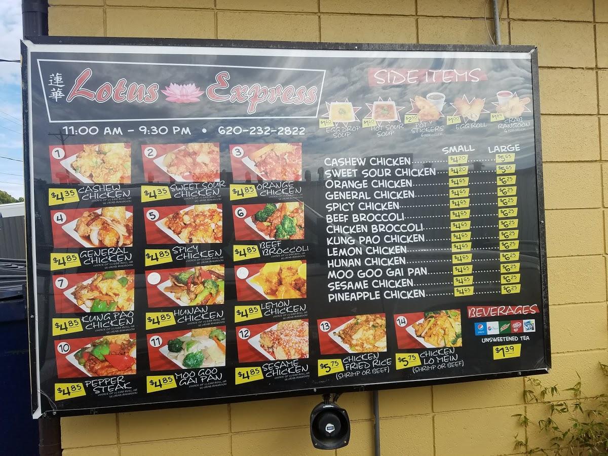Menu at Lotus Express restaurant, Pittsburg