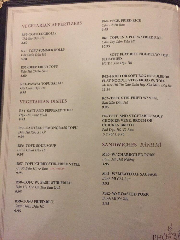 Menu at Pho Bac (Now has moved to Pho Augusta 4045 Jimmie Dyess Pkwy ...