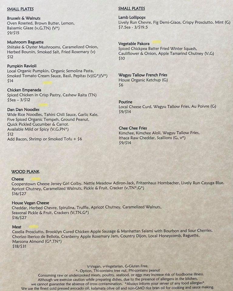 Menu at The Cellar pub & bar, Corning