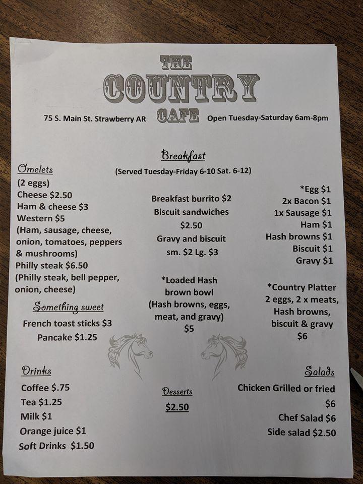 Menu at The Country Cafe, Strawberry