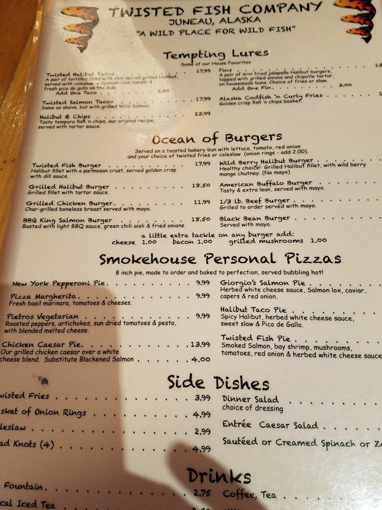 Menu at Twisted Fish Company Alaskan Grill pub & bar, Juneau