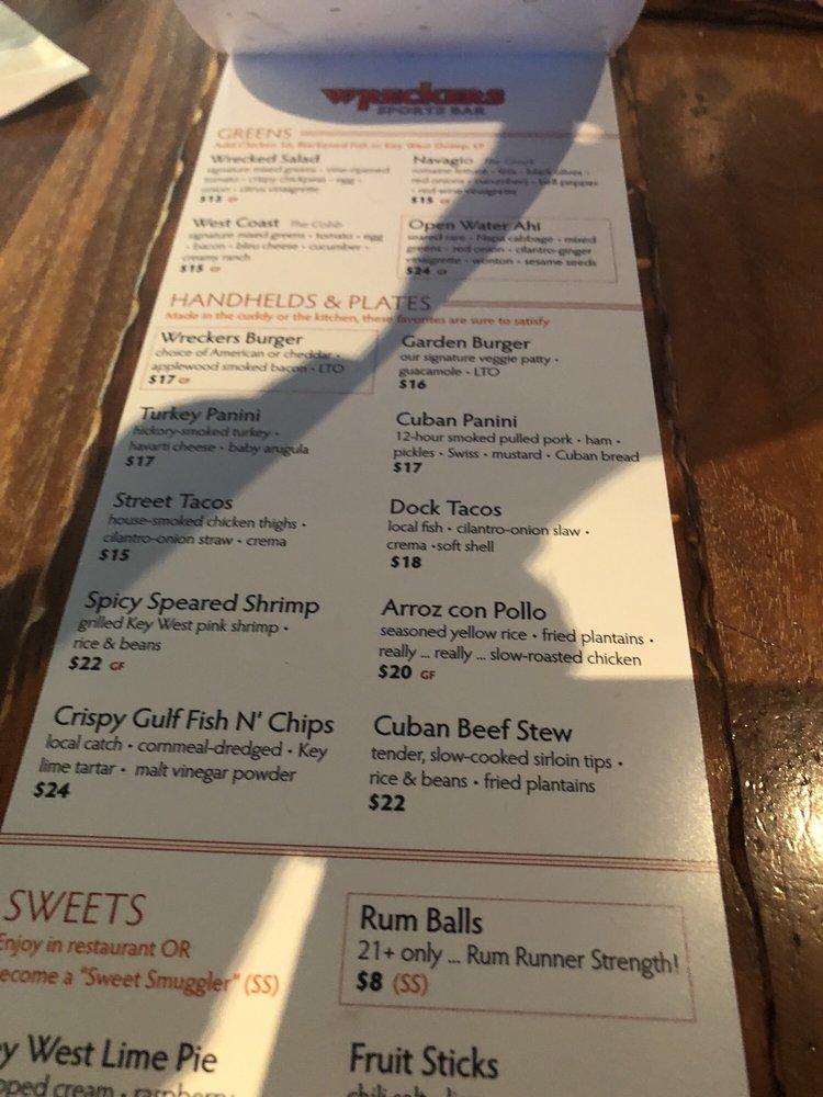 Menu at Wreckers Sports Bar, Kissimmee, W Osceola Pkwy