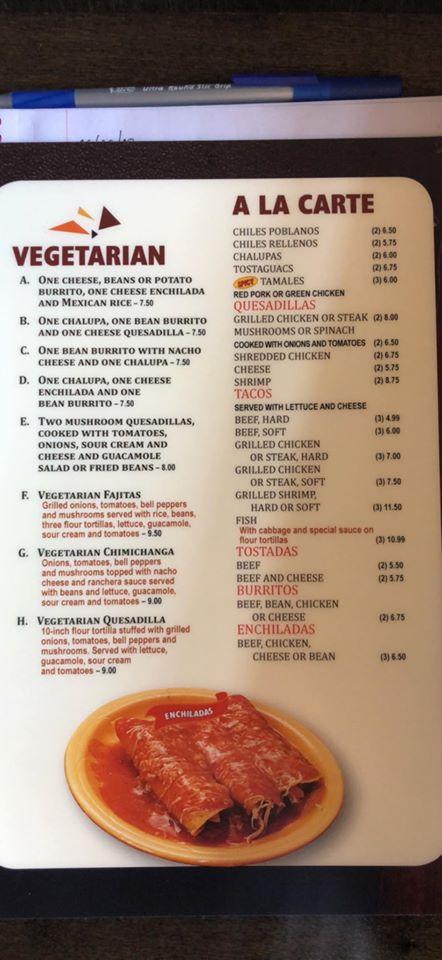 Menu at El Agave Mexican Restaurant, Florence