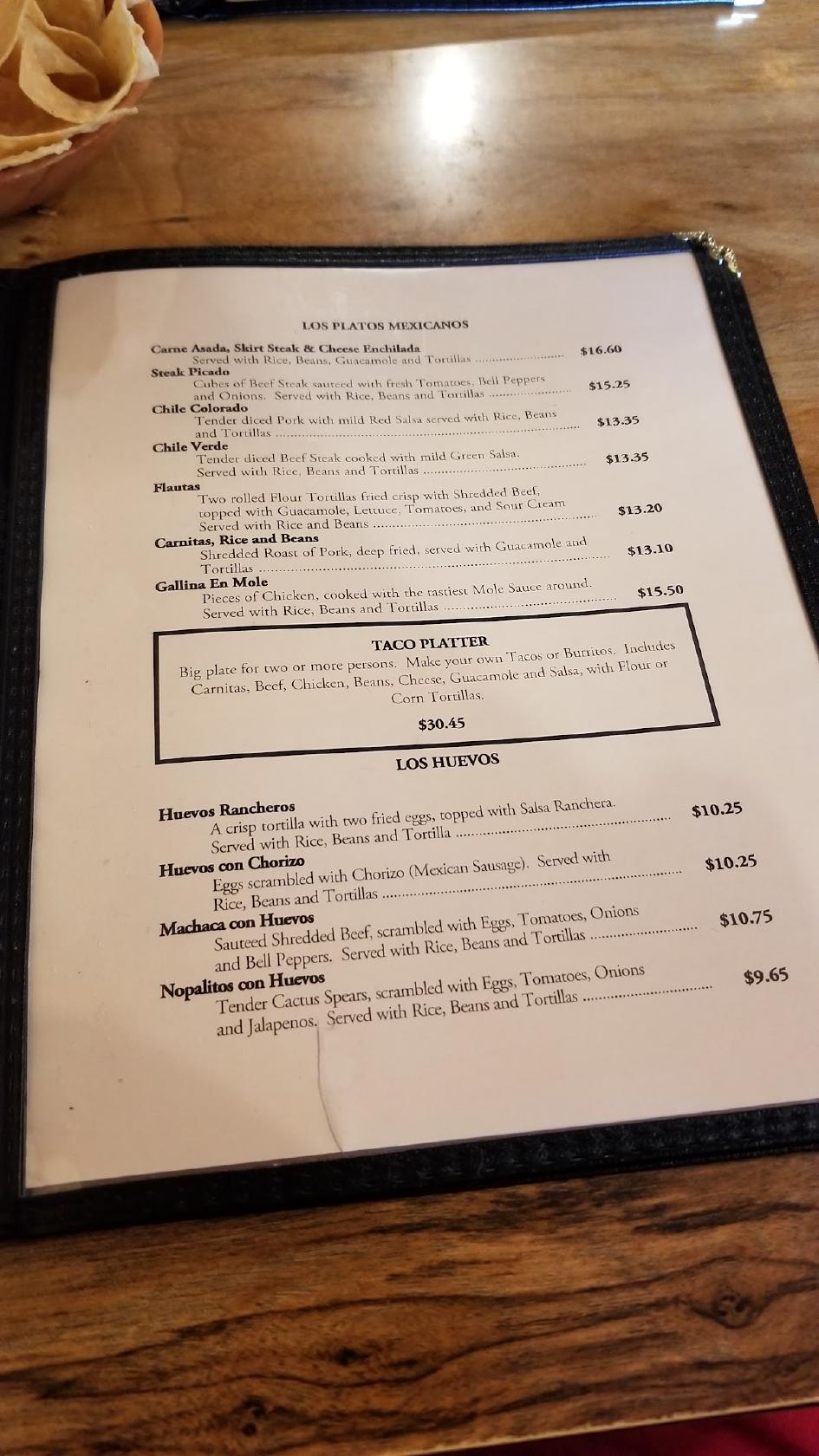 Menu at El Chino Mexican Restaurant, Santa Cruz