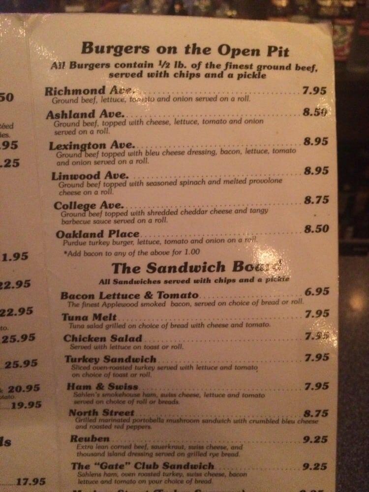 Menu at Gabriel's Gate pub & bar, Buffalo
