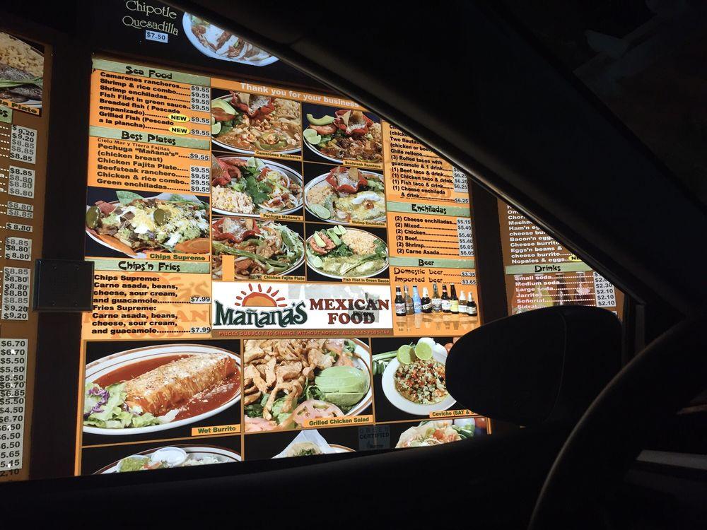 Menu at Mananas Mexican Food restaurant, Ramona, Main St
