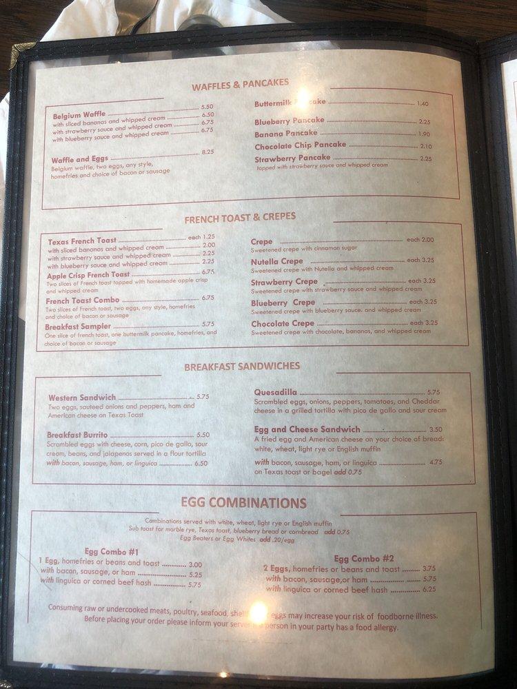 Menu at Mel's Diner restaurant, Raynham