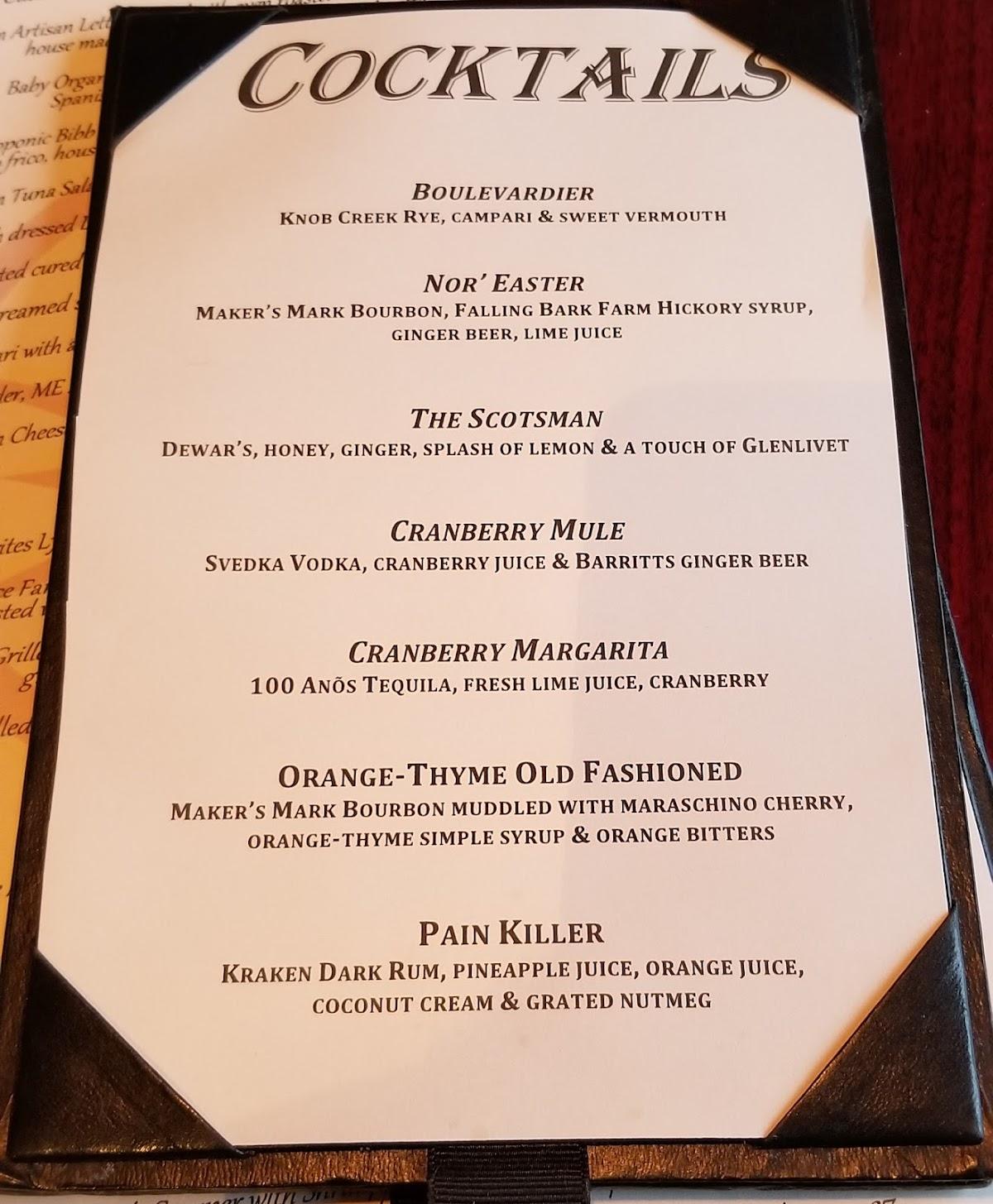 Menu at Meridian Restaurant, Winston-Salem