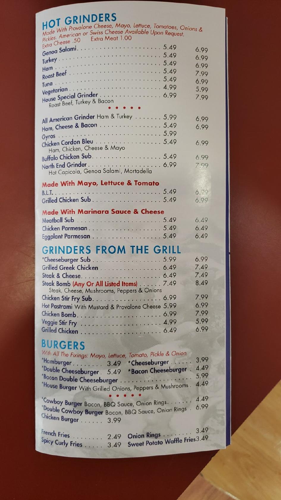 Menu at Rita's House of Pizza pizzeria, Winslow, 51 Bay St