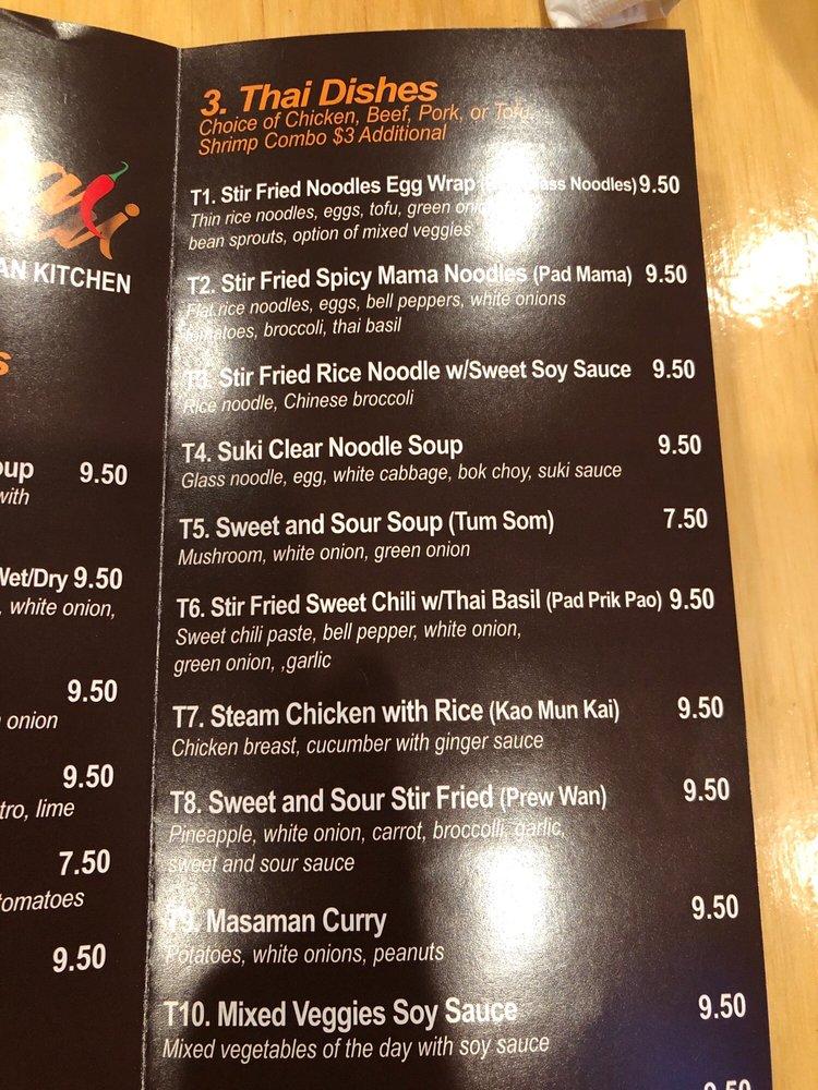 Menu at Sabai Thai Restaurant, Grapevine