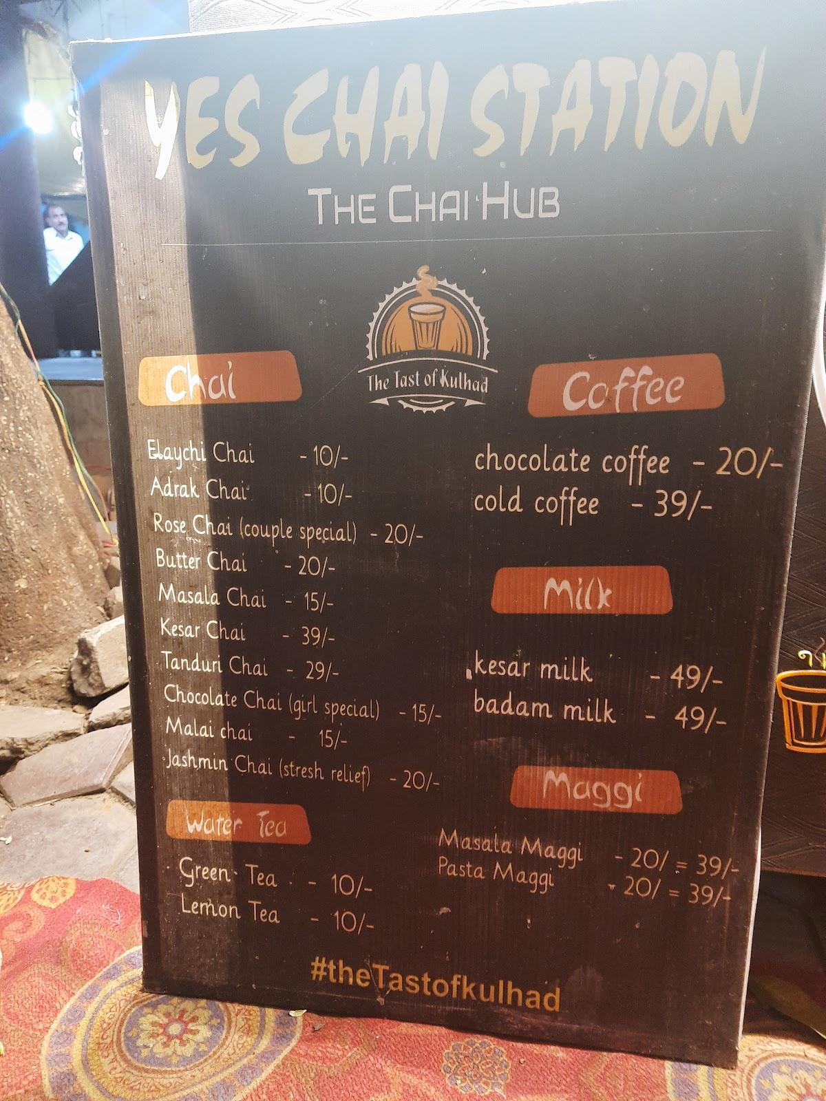 Menu at Yes Chai Station, Baikunthpur