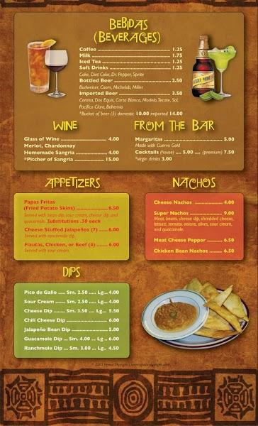 Menu at El Matador Restaurant, Taylors