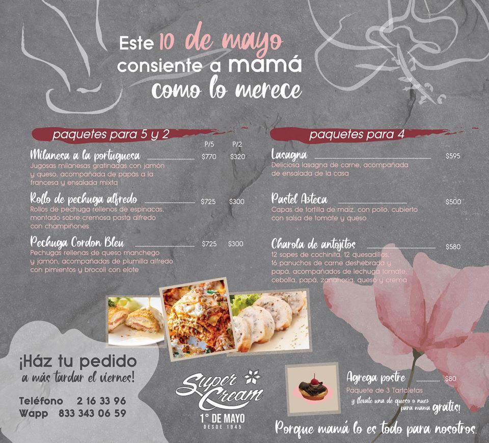 Carta del restaurante Super Cream, Ciudad Madero