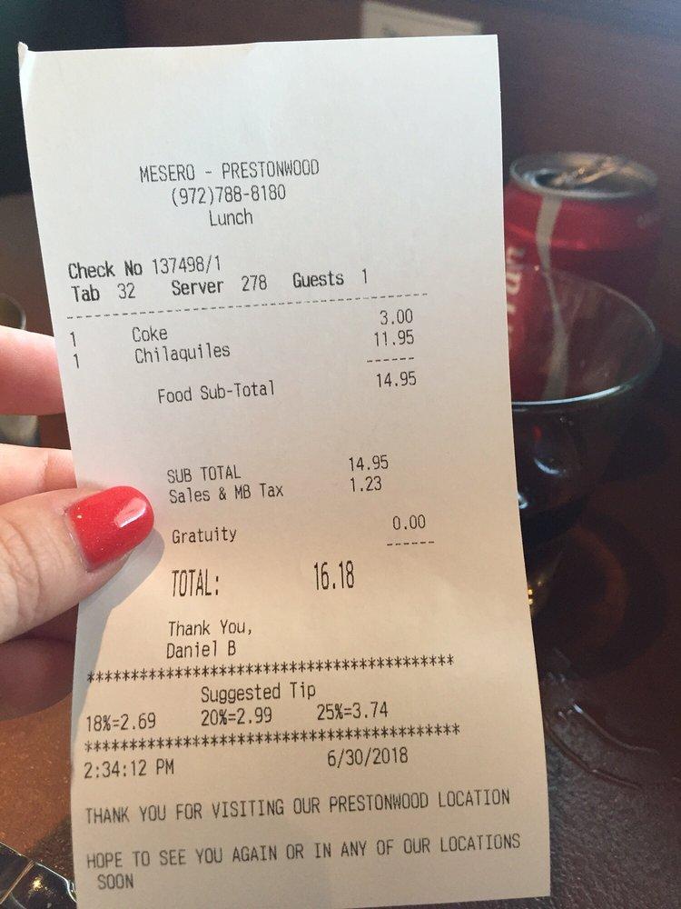 Menu at Mesero - Prestonwood pub & bar, Dallas, Belt Line Rd