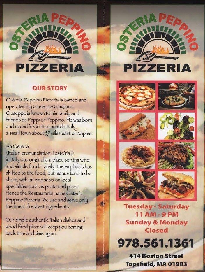 Menu at Osteria Peppino Pizzeria, Topsfield