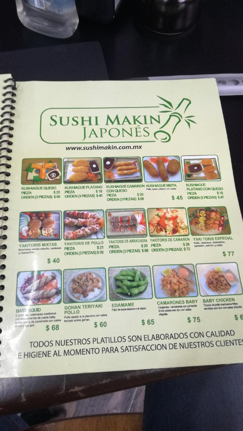 Menu at Sushi makin restaurant, Naucalpan