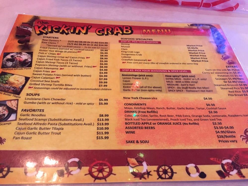 Menu at The Kickin' Crab restaurant, Chino Hills