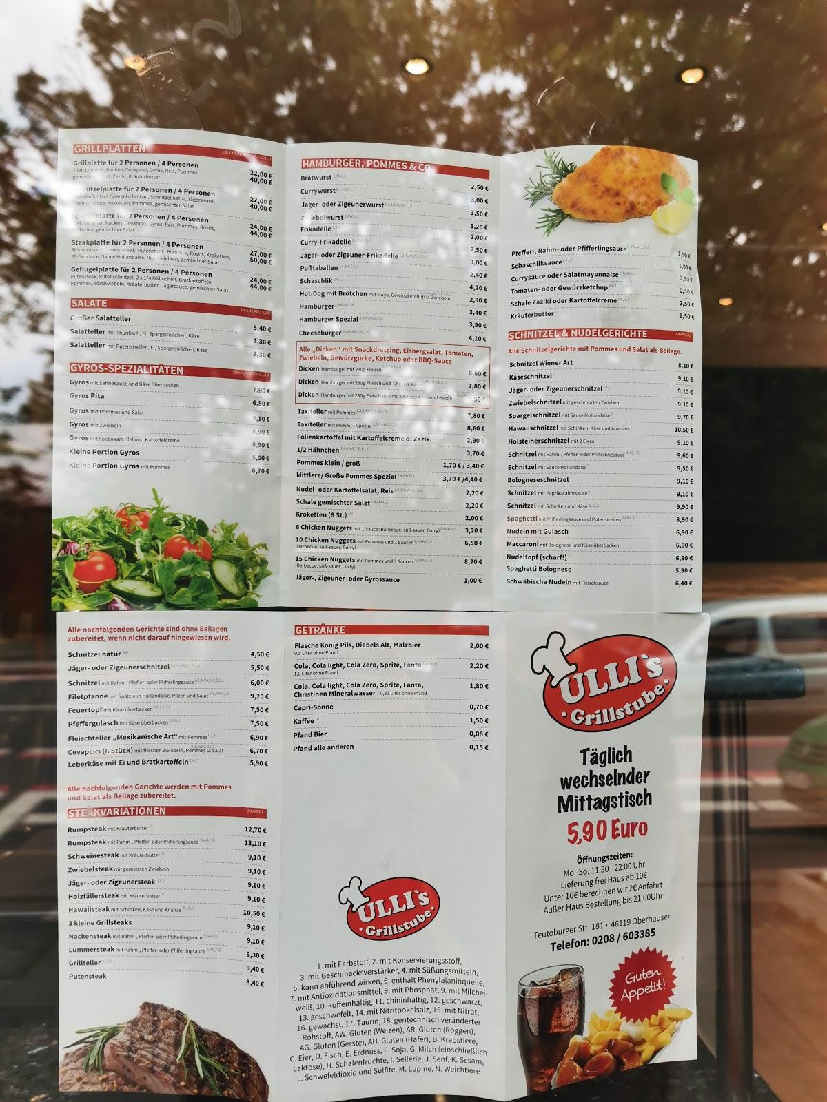 Speisekarte von Ulli's Grillstube steakhaus, Oberhausen