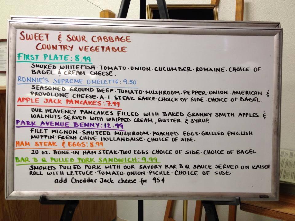 Menu at Weiss Deli restaurant, Henderson