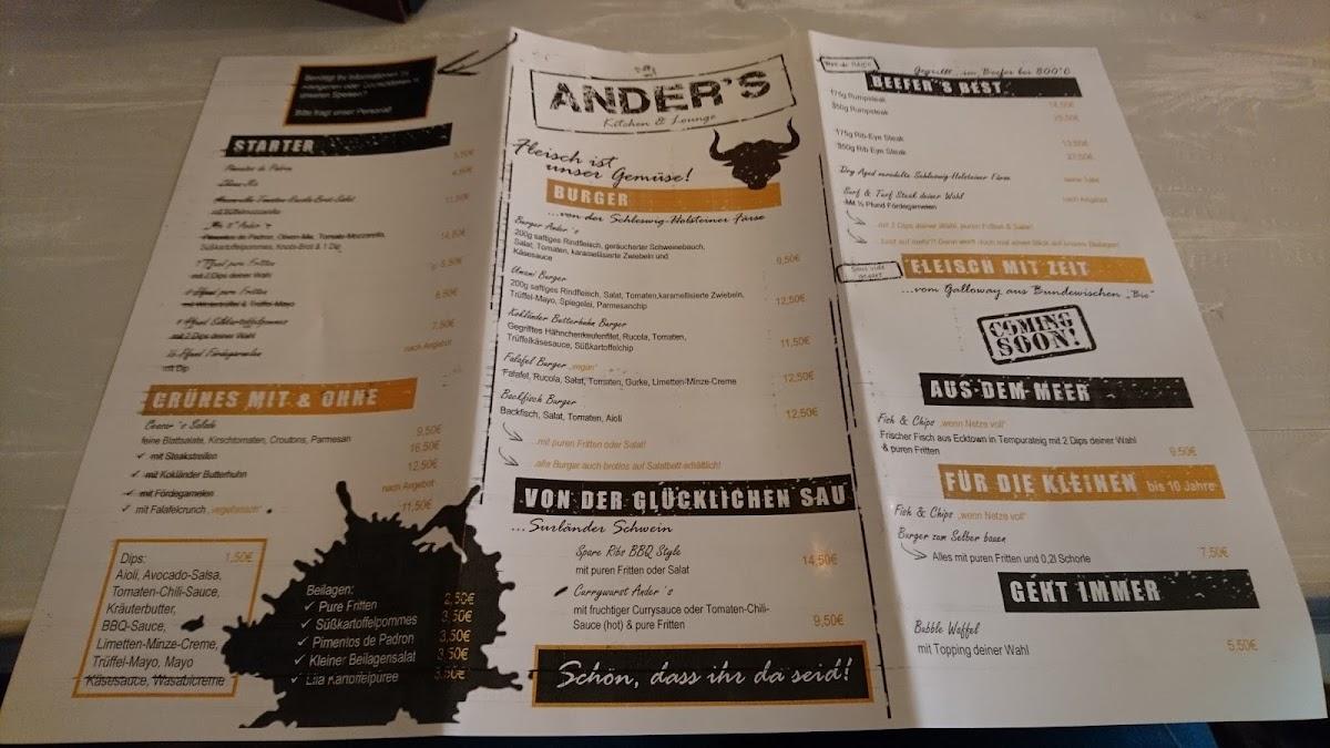 Speisekarte von ANDER'S UG restaurant, Eckernförde