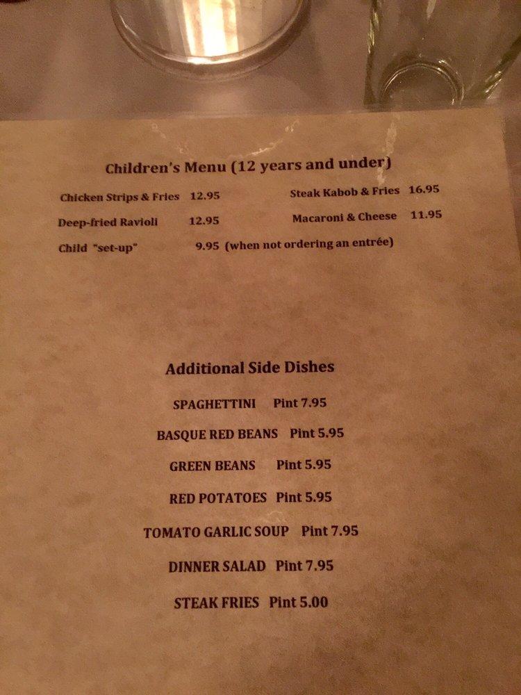 Menu at Basque Norte steakhouse, Chico