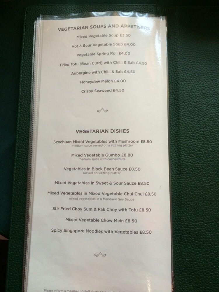 Menu at Cool Jade restaurant, Edinburgh