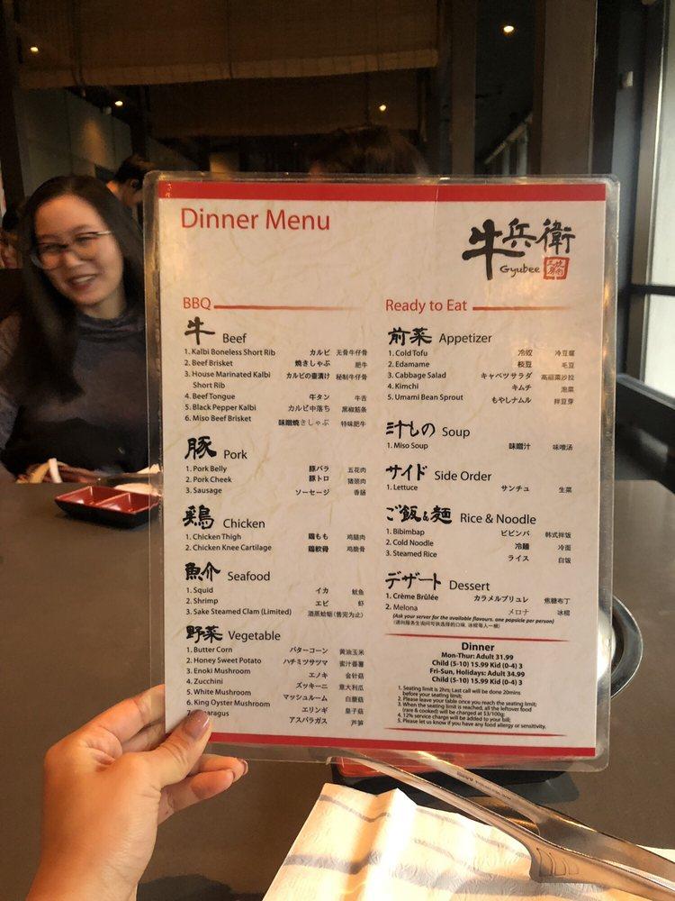 Menu at Gyubee Japanese Grill (Markham) BBQ, Markham, Woodbine Ave #100