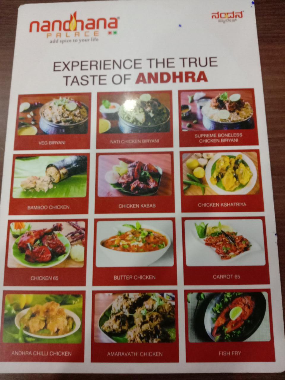 Menu at Nandhana Palace - Andhra Style Restaurant - Indiranagar ...