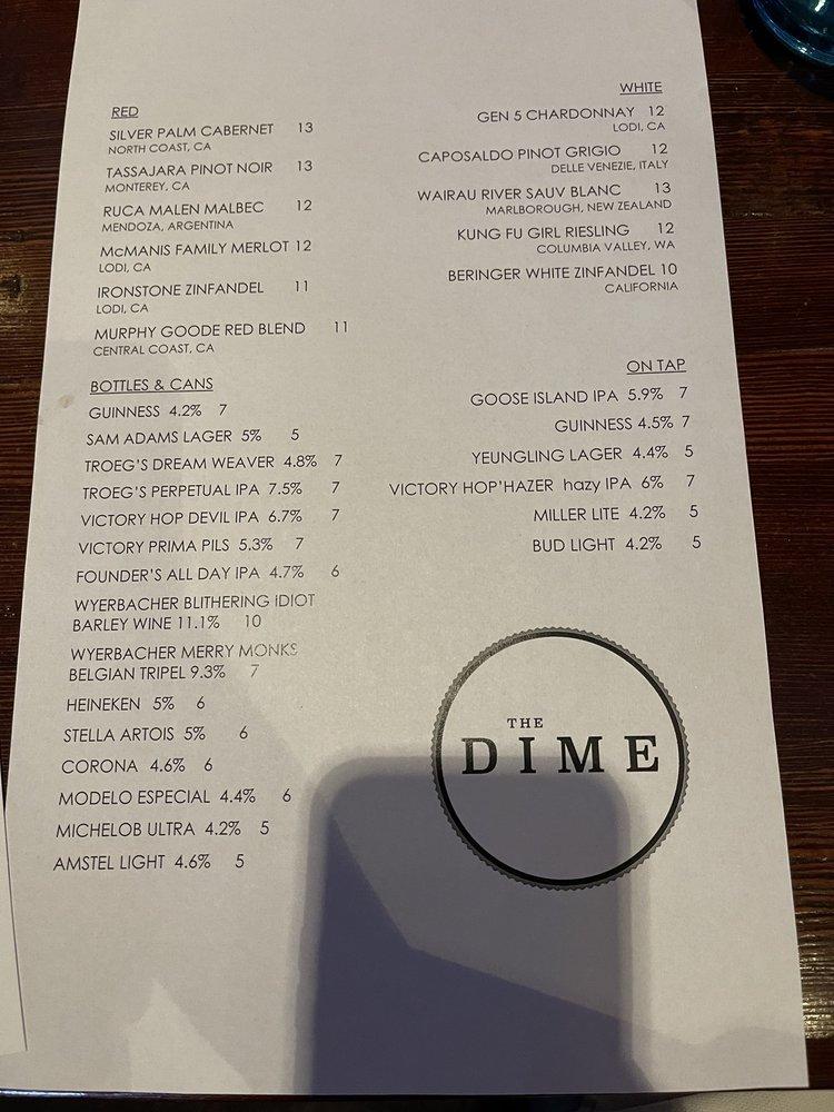 Menu at The Dime pub & bar, Allentown, 12 N 7th St