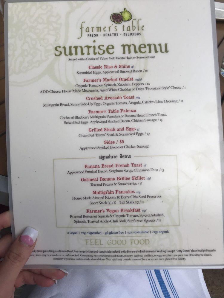 Menu at Farmer's Table pub & bar, Boca Raton