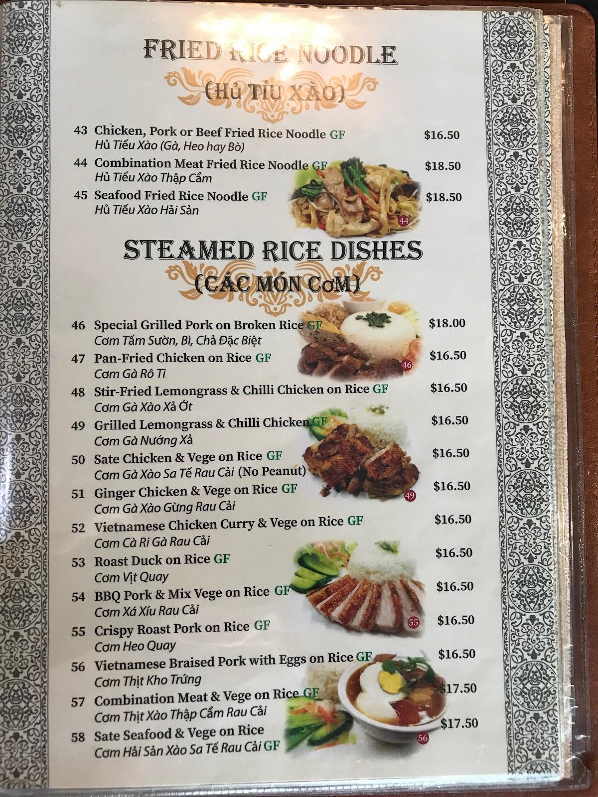 Menu at Hello Vietnam Restaurant, Christchurch