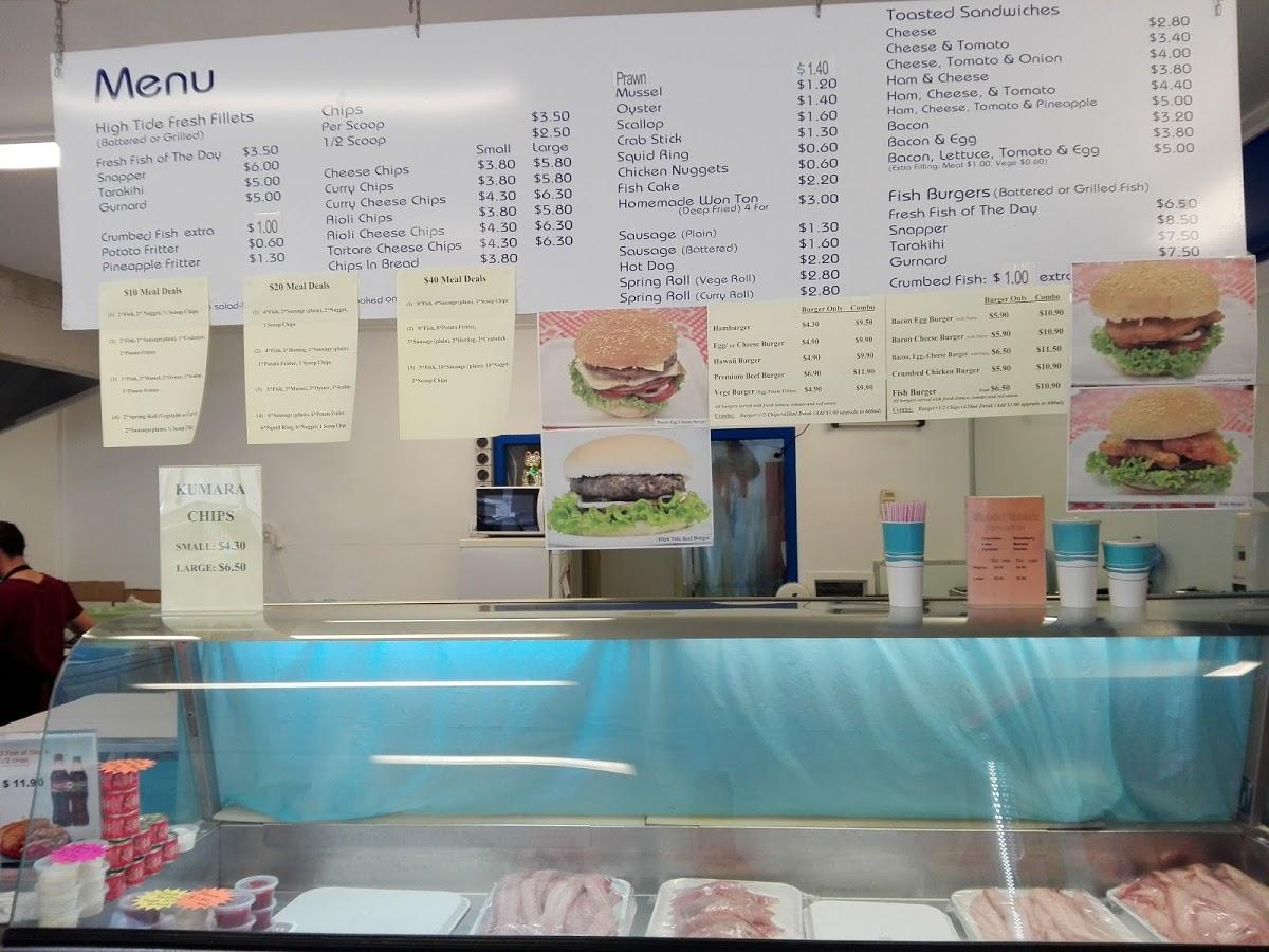 Menu at High Tide Seafood fast food, Auckland