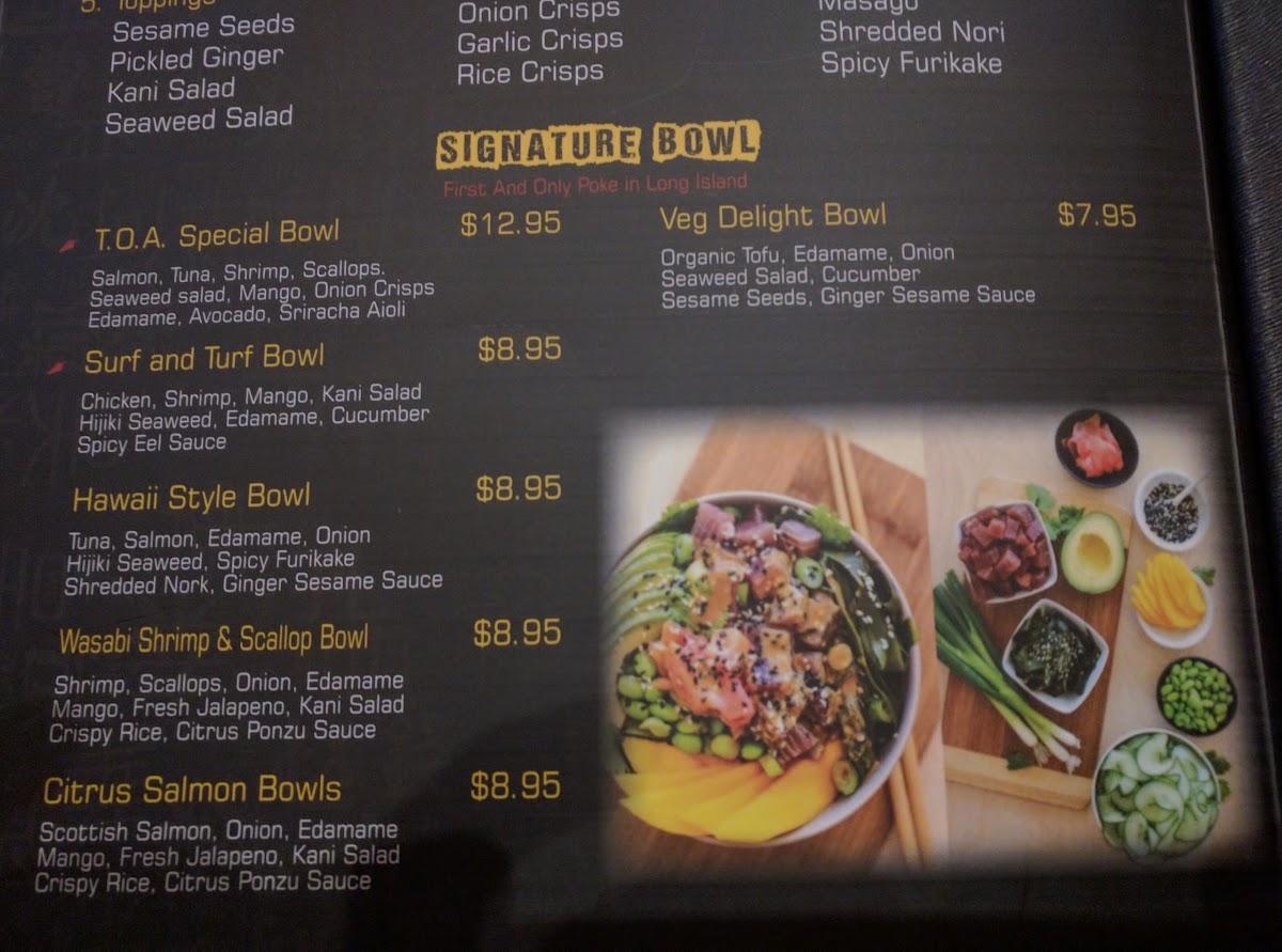 Menu at TOA Asian Fusion (Farmingdale) restaurant, Farmingdale