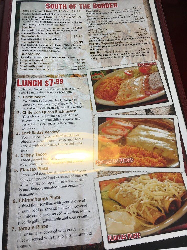 Menu at Valle's Mexican Restaurant, Waco
