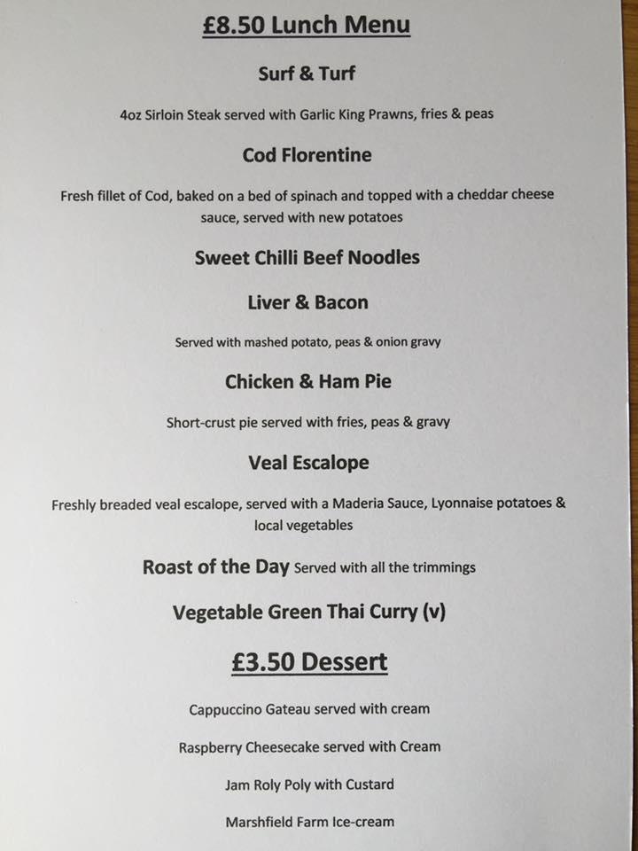 Menu at Westbrook Inn pub & bar, Bromham, 107 Westbrook Rd
