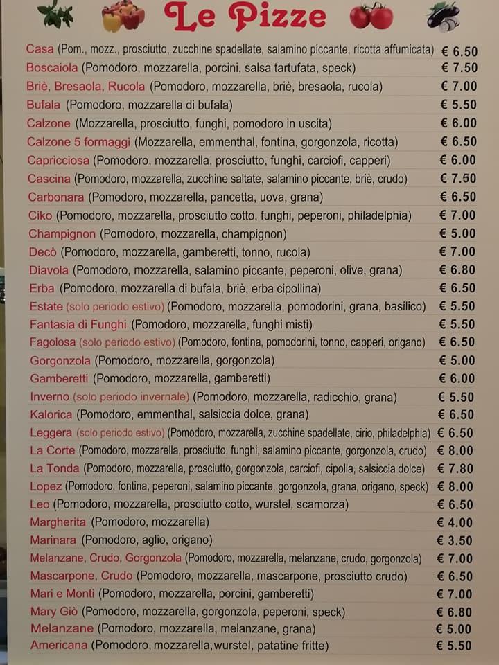 Menu da ARTE PIZZA pizzeria, Verona, Via Dei Reti 20A