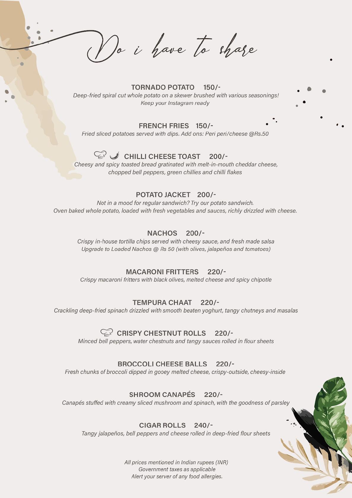 Menu at August House, Jaipur, D-252