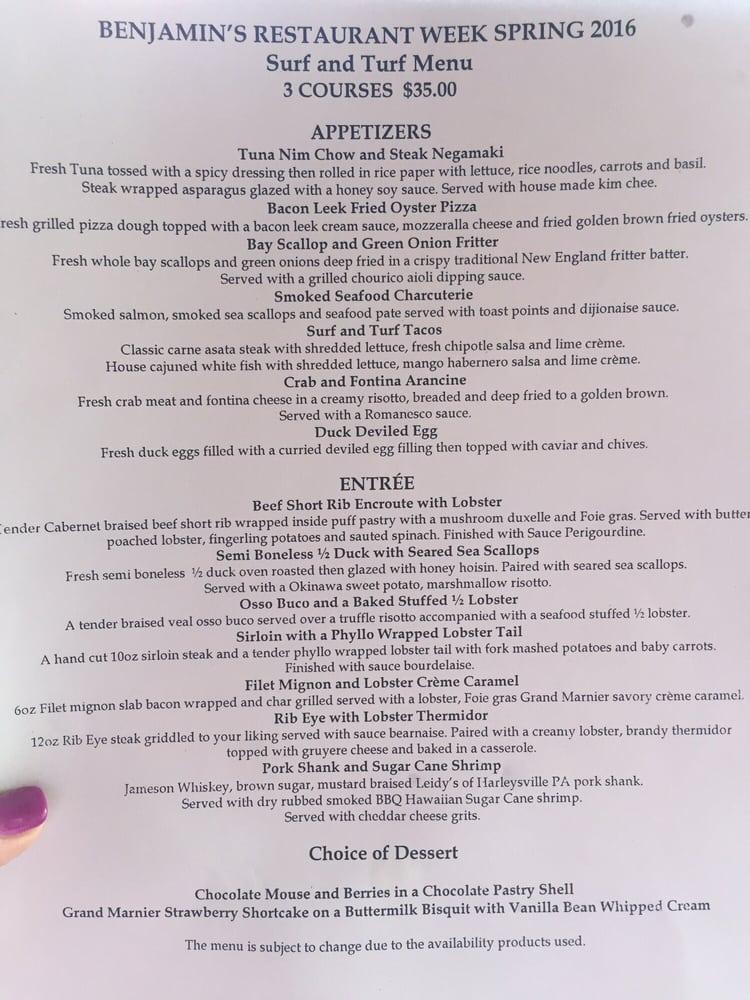 Menu at Benjamin's pub & bar, Newport