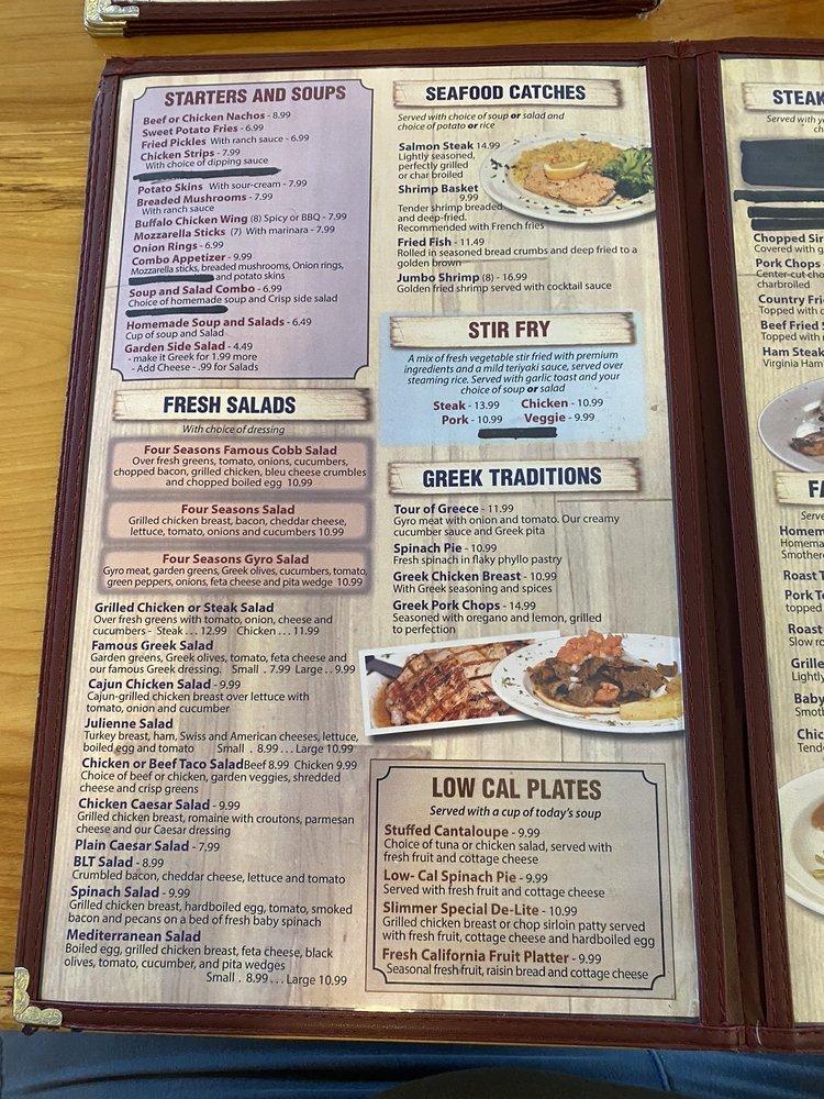 Menu at Four Seasons Family Restaurant, Montpelier