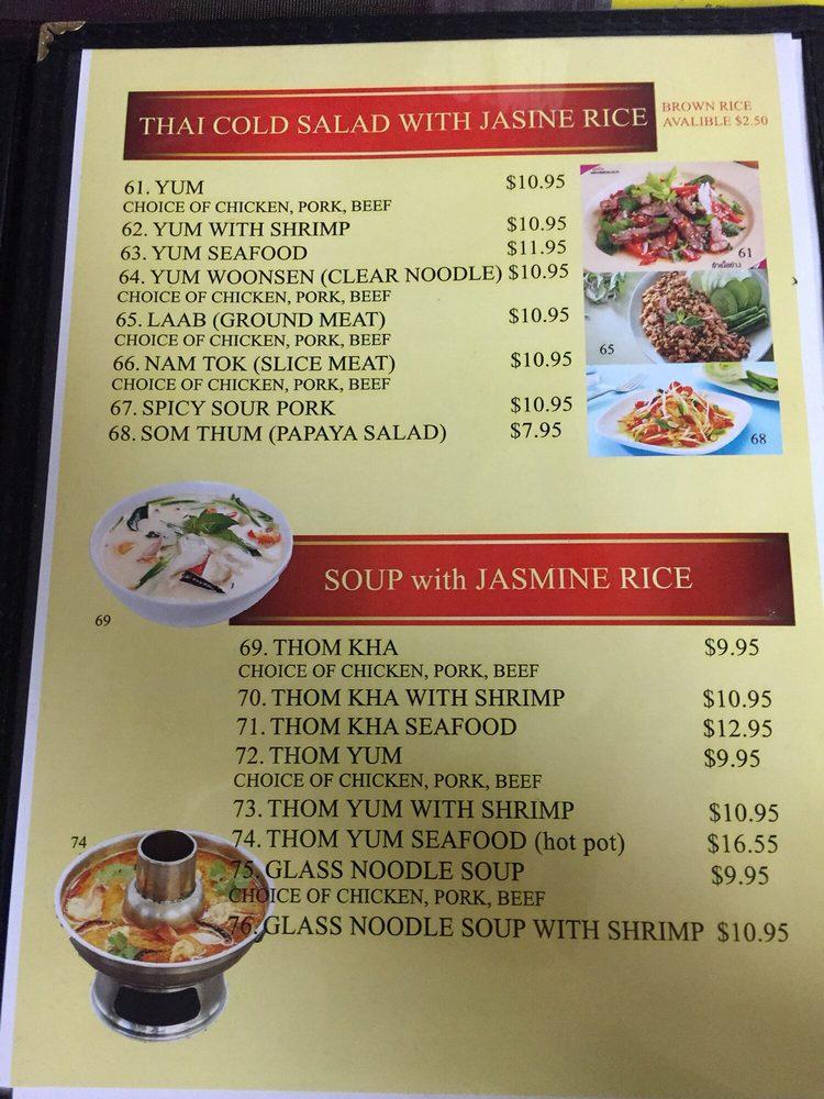 Menu at Grandma’s Thai Cuisine restaurant, Harker Heights