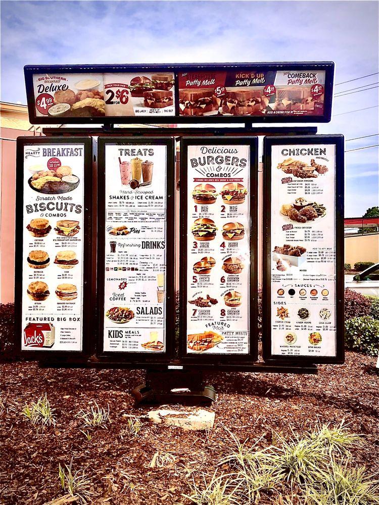 Menu at Jack's fast food, Birmingham, Chalkville Rd