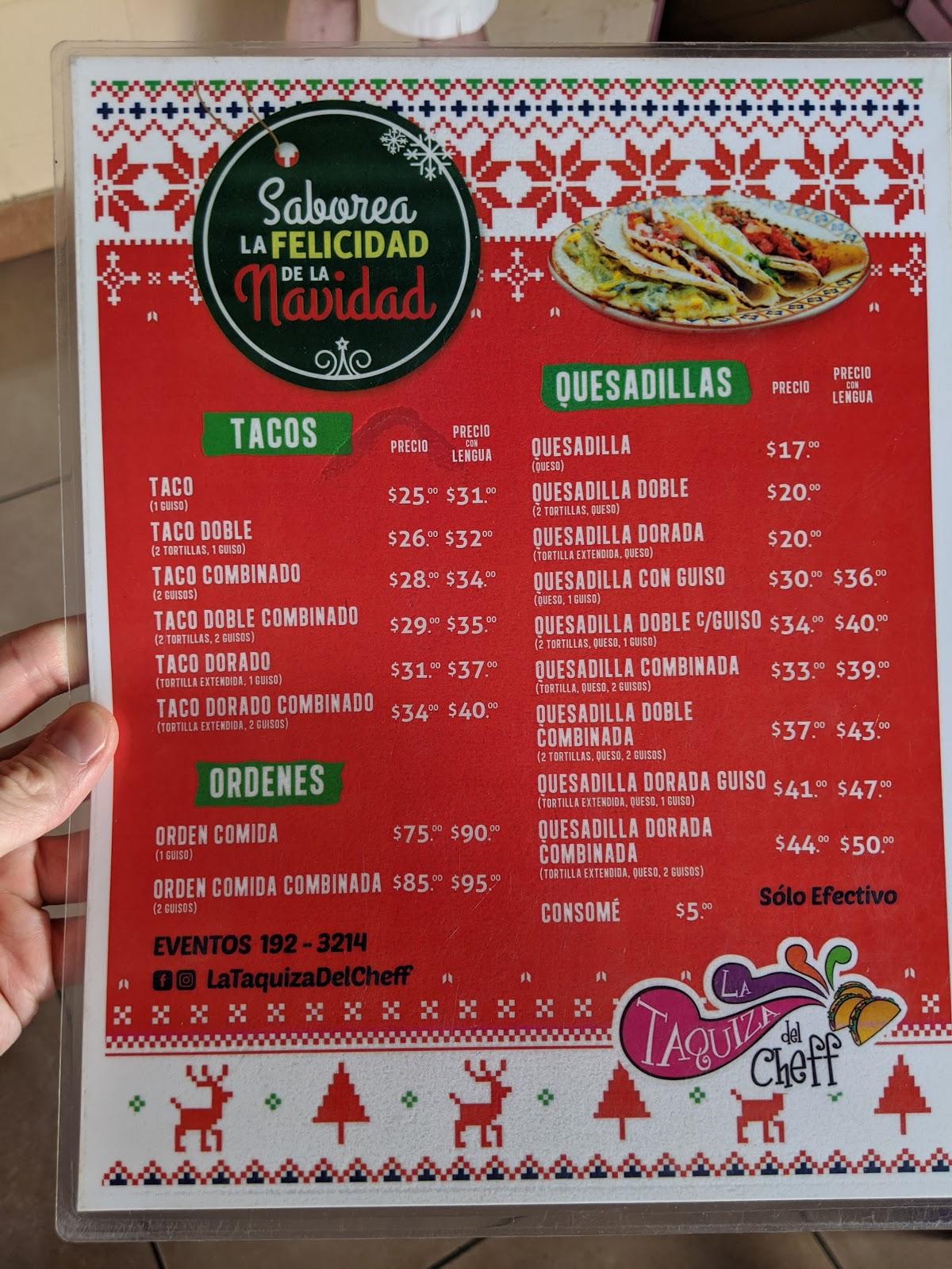 Carta del restaurante La Taquiza Del Cheff, Mazatlán