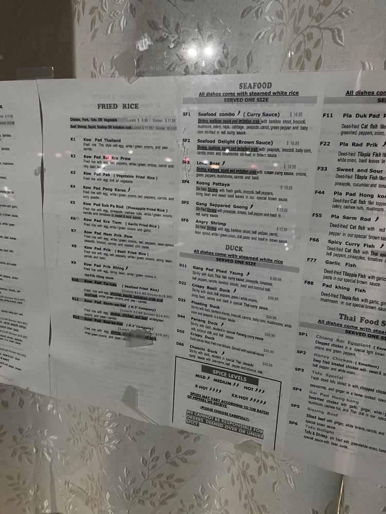 Menu at Thai Taste To Go restaurant, Bloomfield Hills