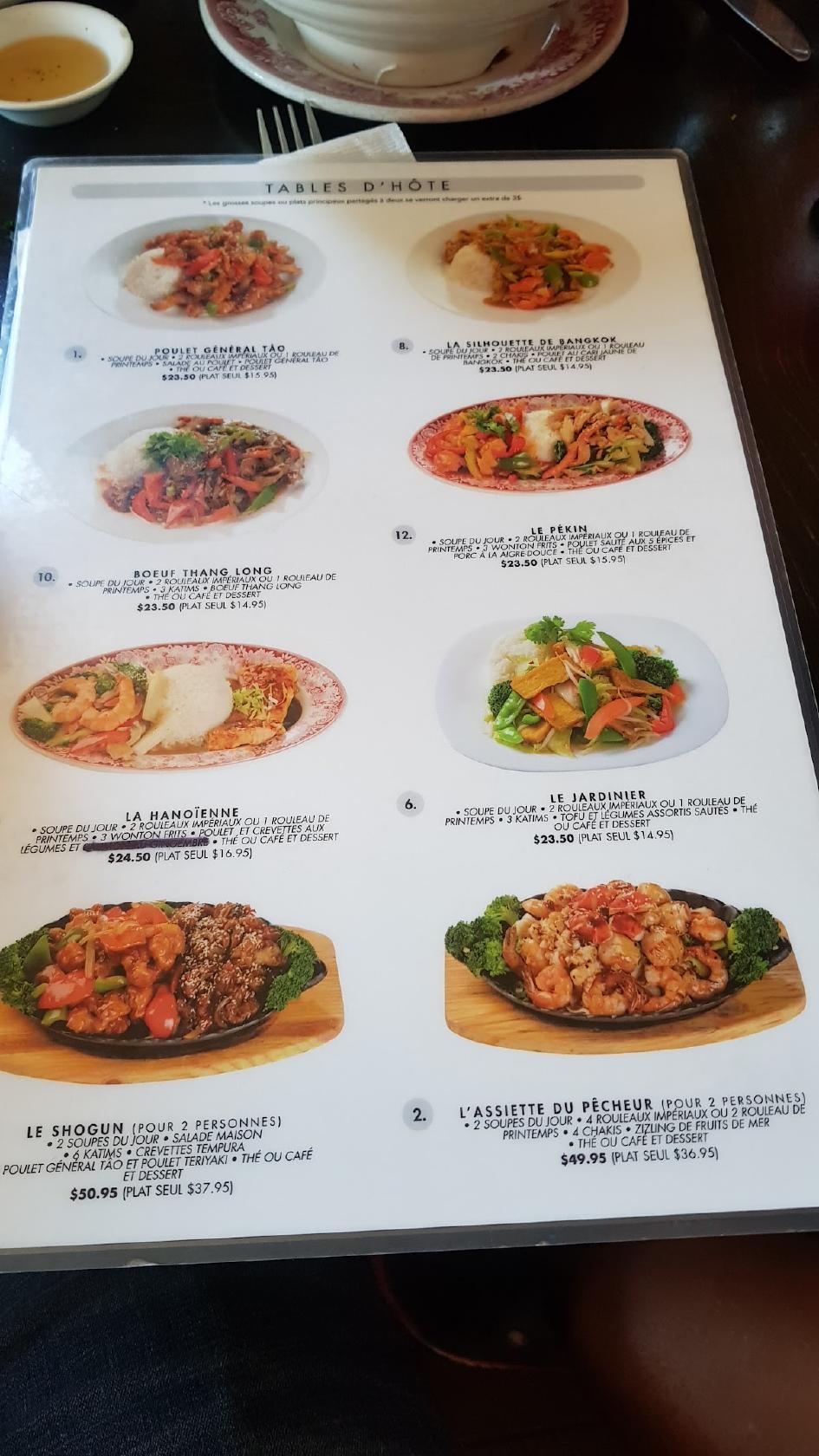 Menu au Restaurant Thang Long, Québec