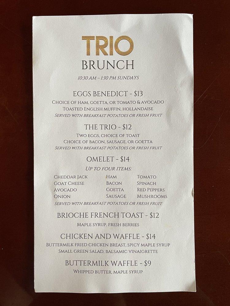 Menu at Trio Bistro restaurant, Cincinnati